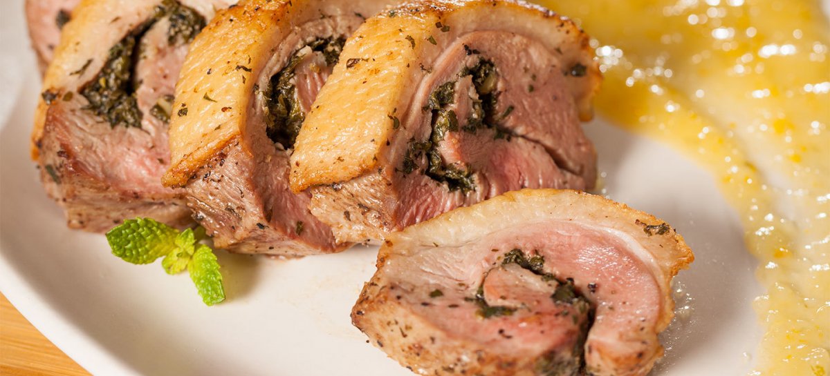 Baked Duck Breast with Champagne Pear Sauce | Maple Leaf Farms